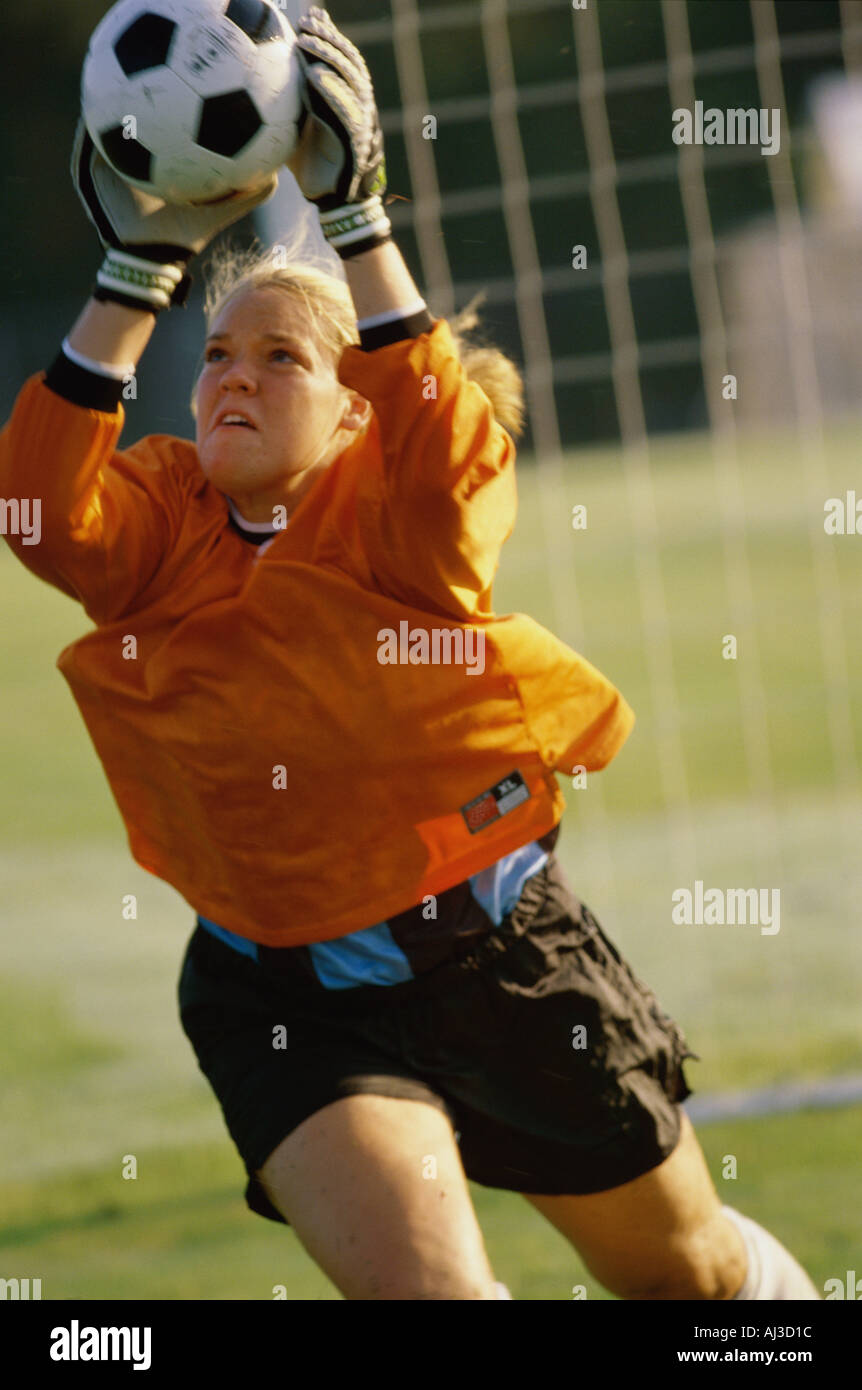 Soccer goalie blocking goal hi-res stock photography and images - Alamy