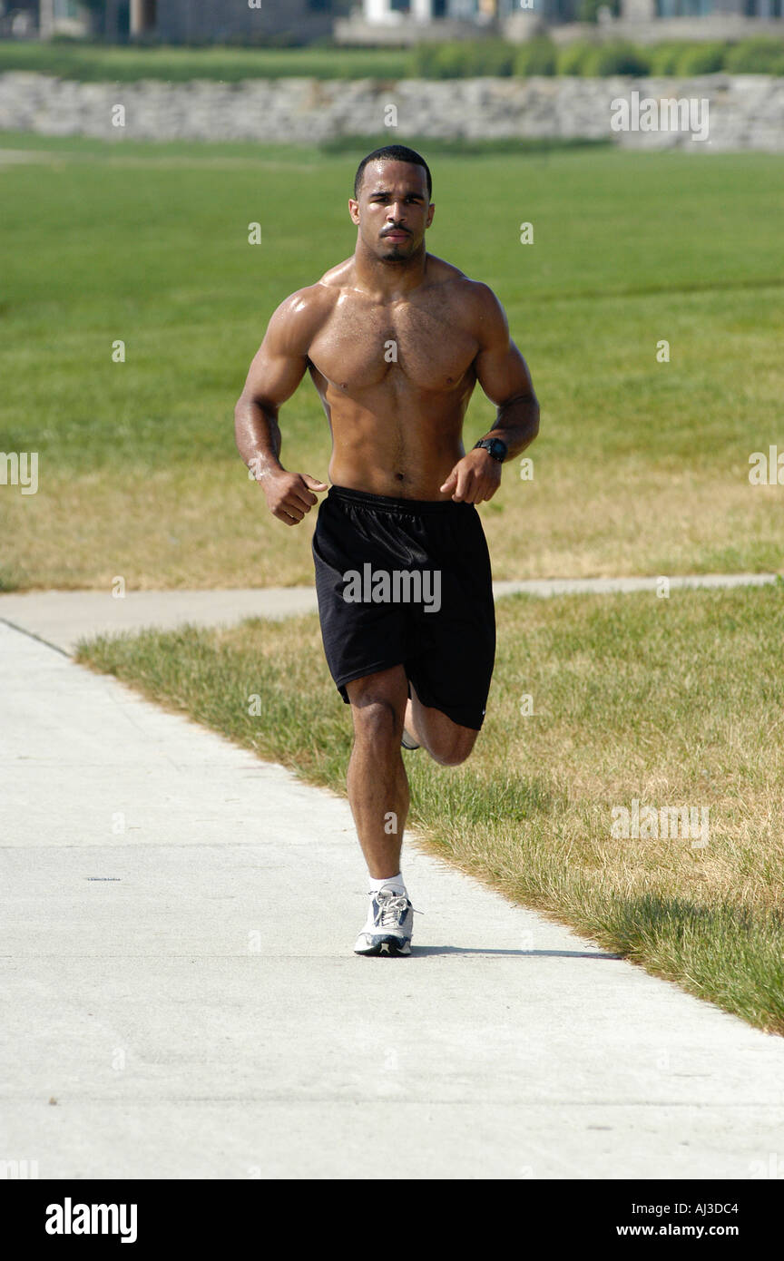 Black male jogs exercise hi-res stock photography and images - Alamy