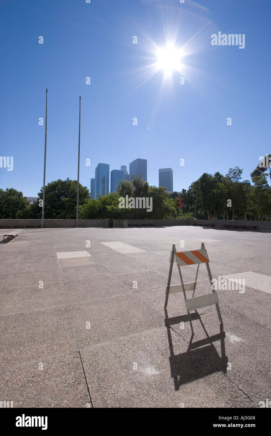 Warning sign downtown Los Angeles Stock Photo - Alamy