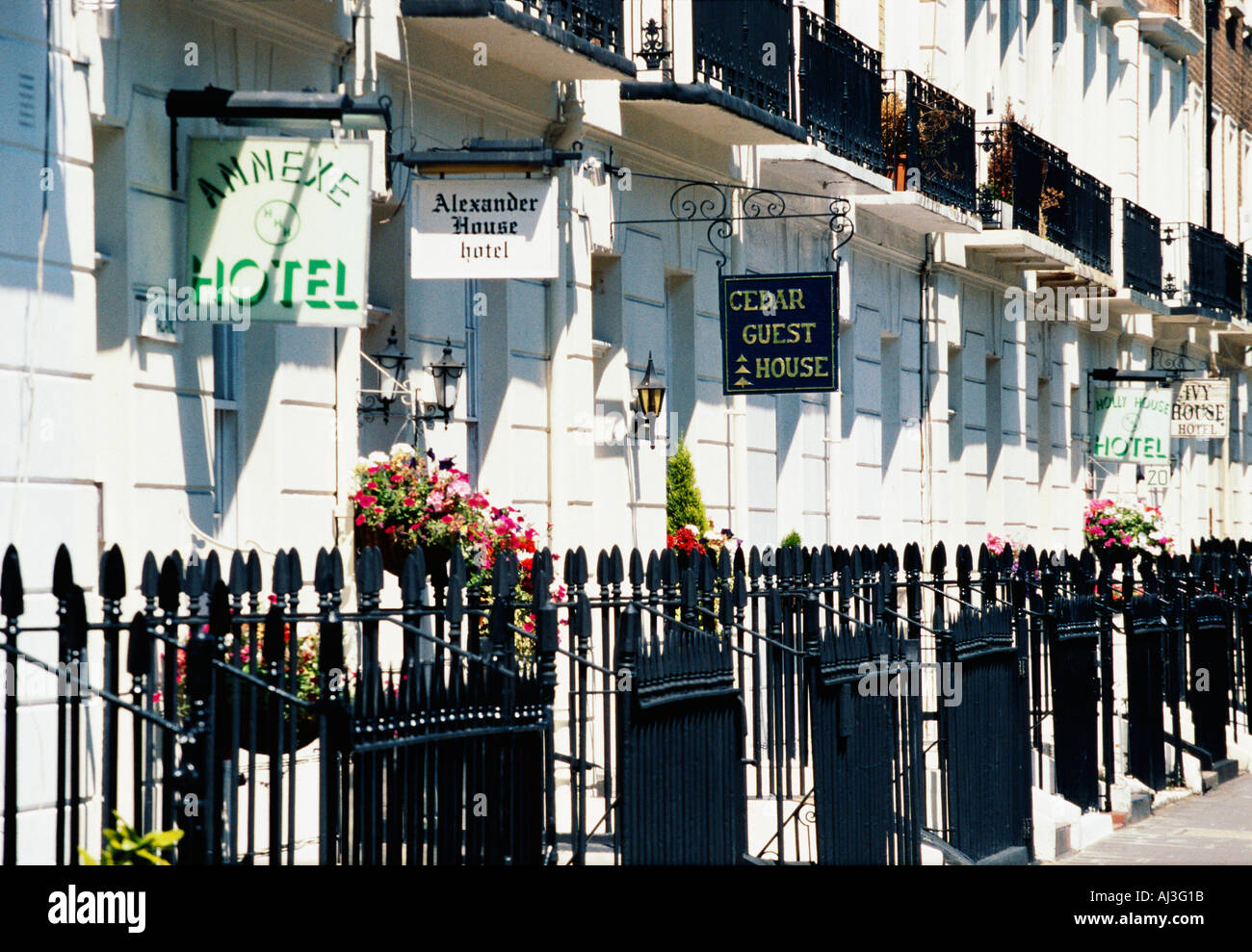 Signs for small hotels in street Paddington London UK Stock Photo - Alamy
