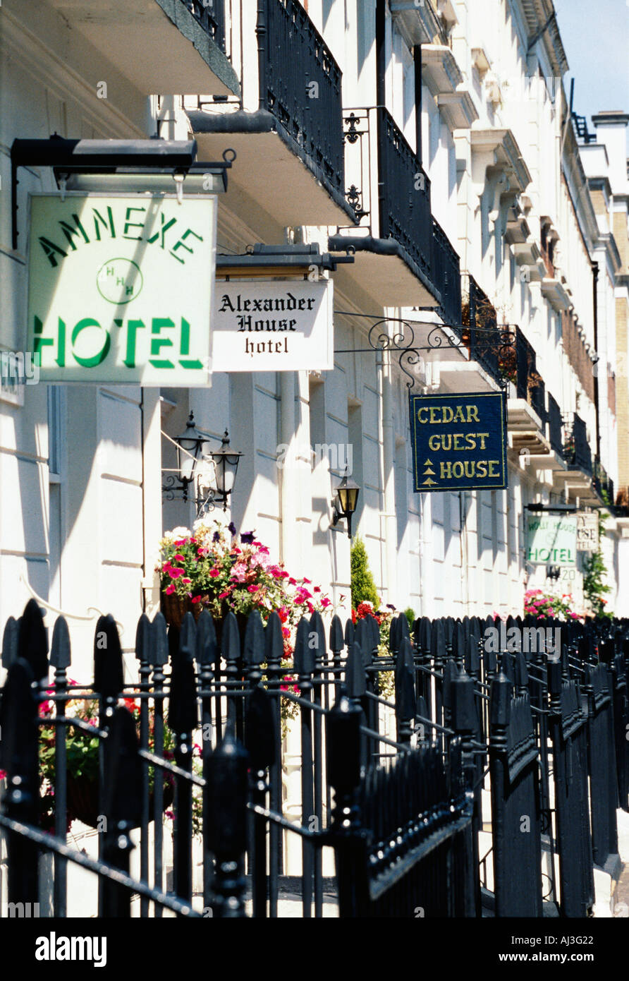 Signs for small hotels in street Paddington London UK Stock Photo - Alamy