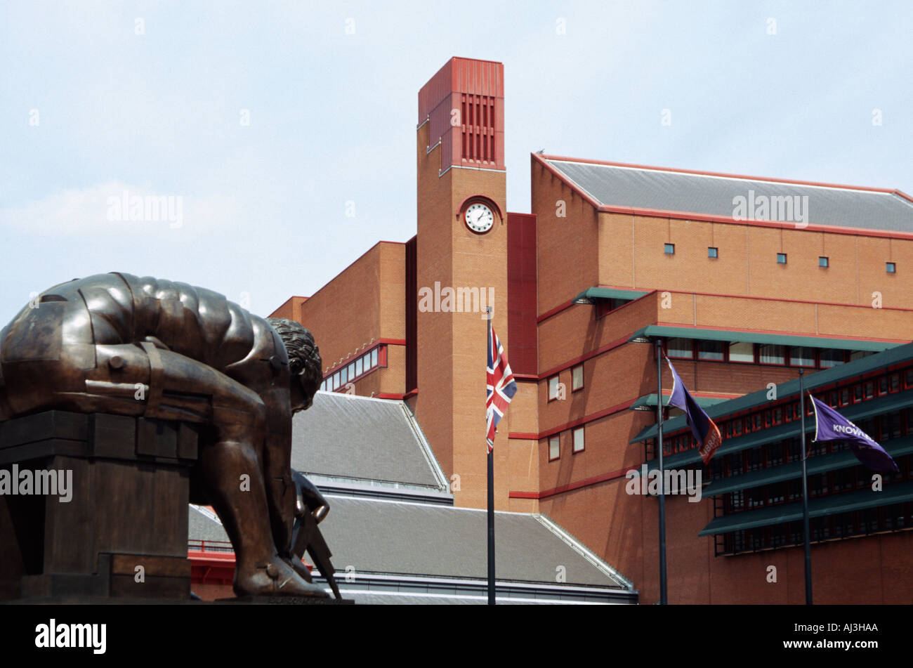 Statue of Issac Newton in front of the British Library London UK Stock ...