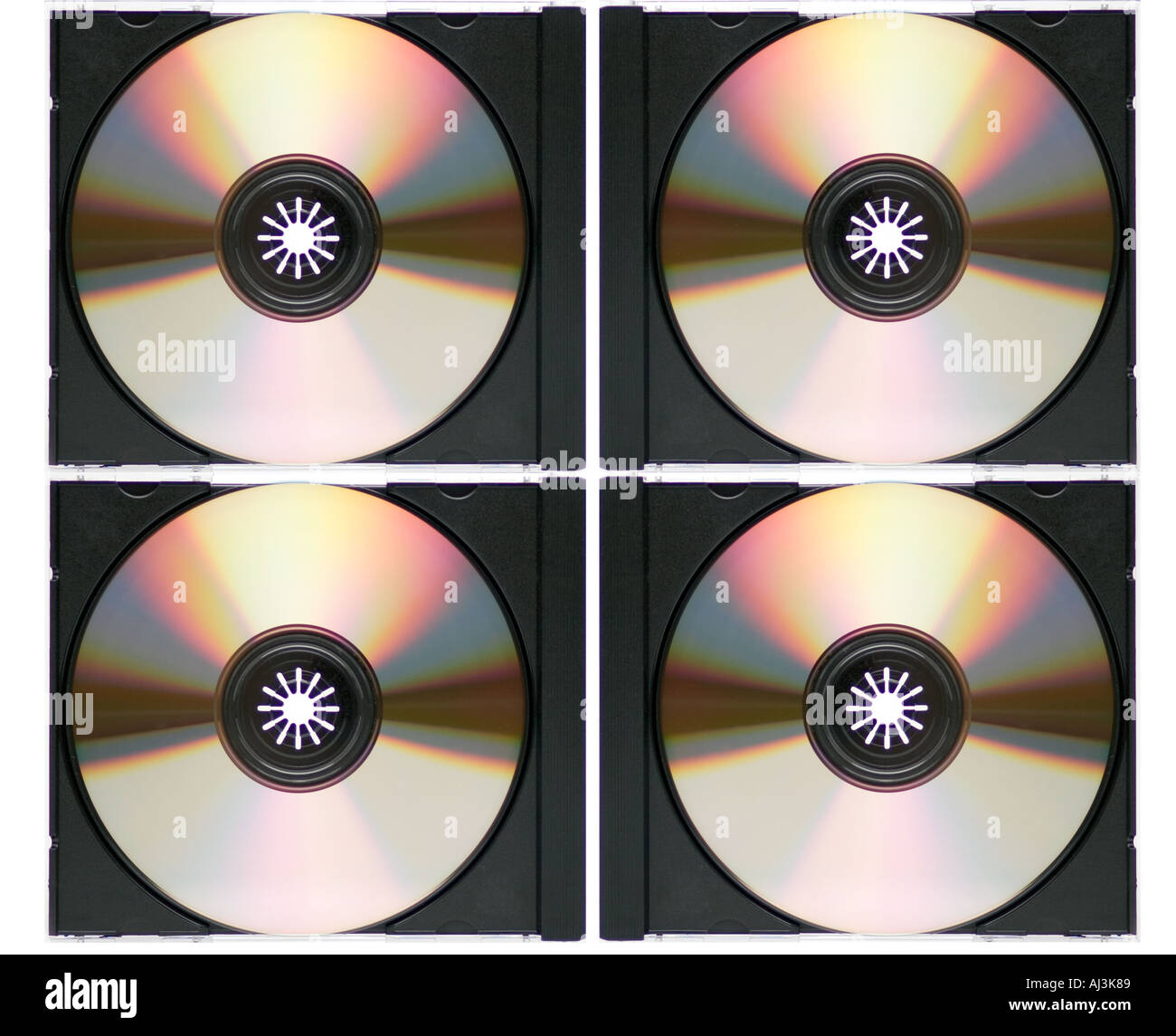 4 up compact disks in black case Stock Photo - Alamy
