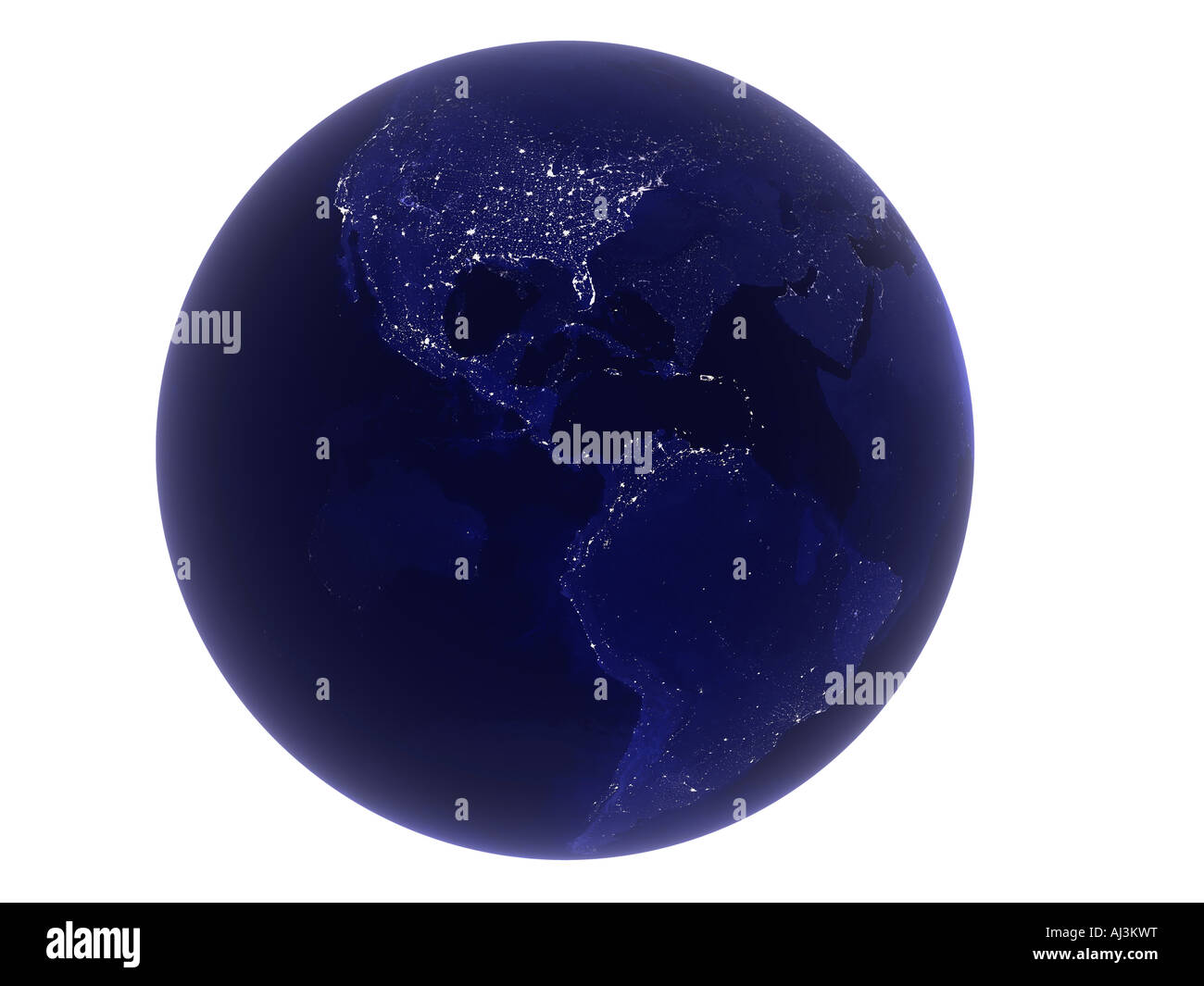 Transparent world globe with night lights from Americas view Stock ...