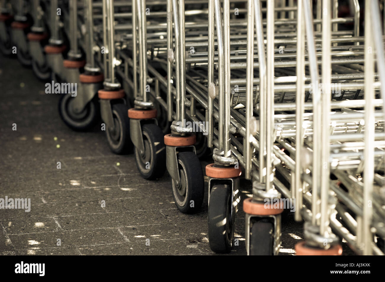 Row of trolleys Stock Photo - Alamy