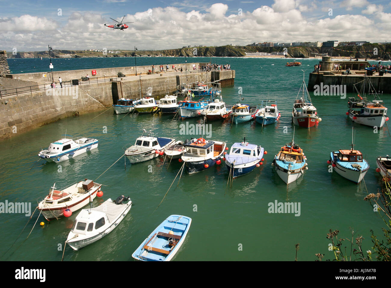 Fishing boats in Newquay Harbour Cornwall Stock Photo - Alamy