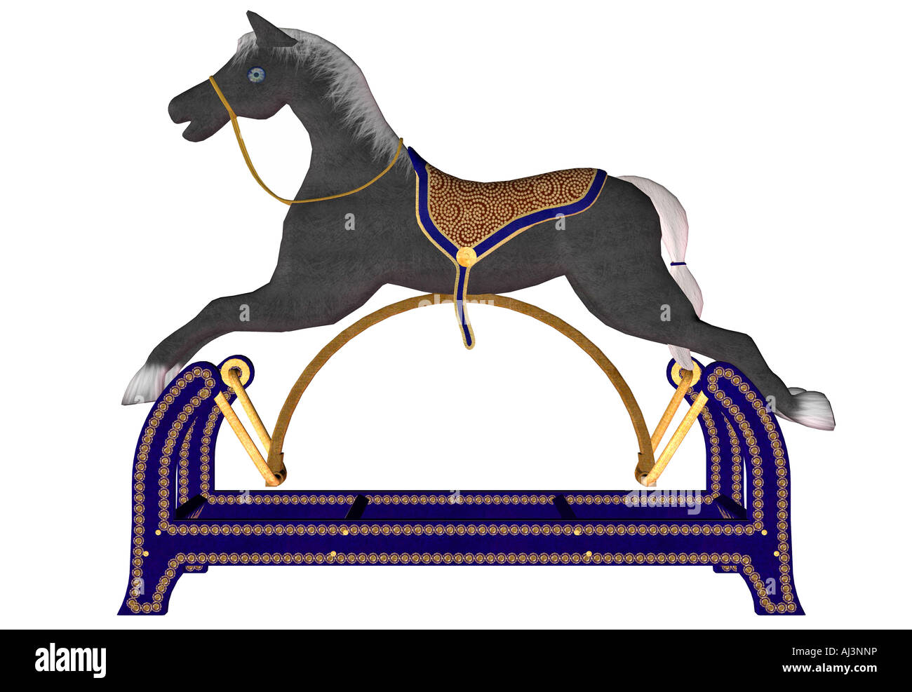 Blue Wooden rocking horse Stock Photo - Alamy