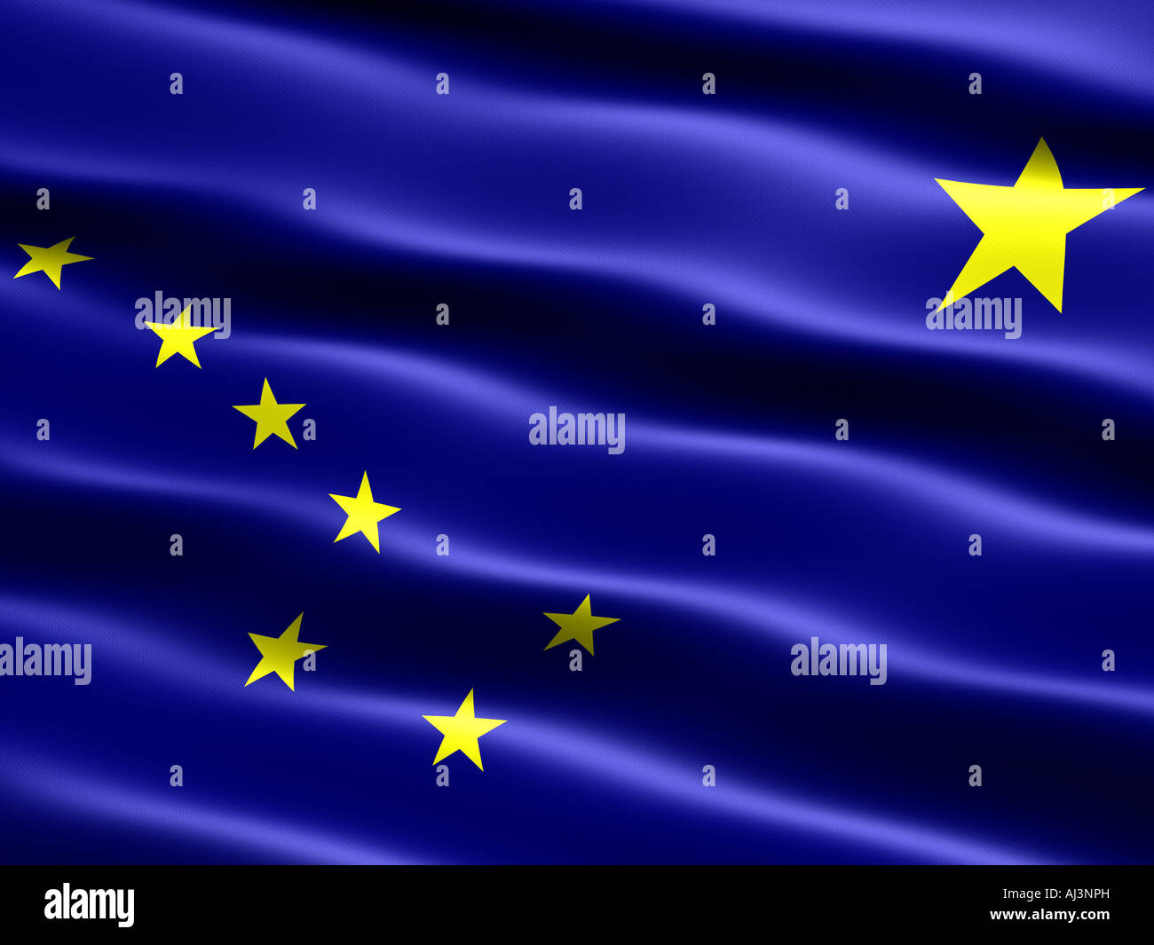 Computer generated illustration of the flag of the state of Alaska with ...