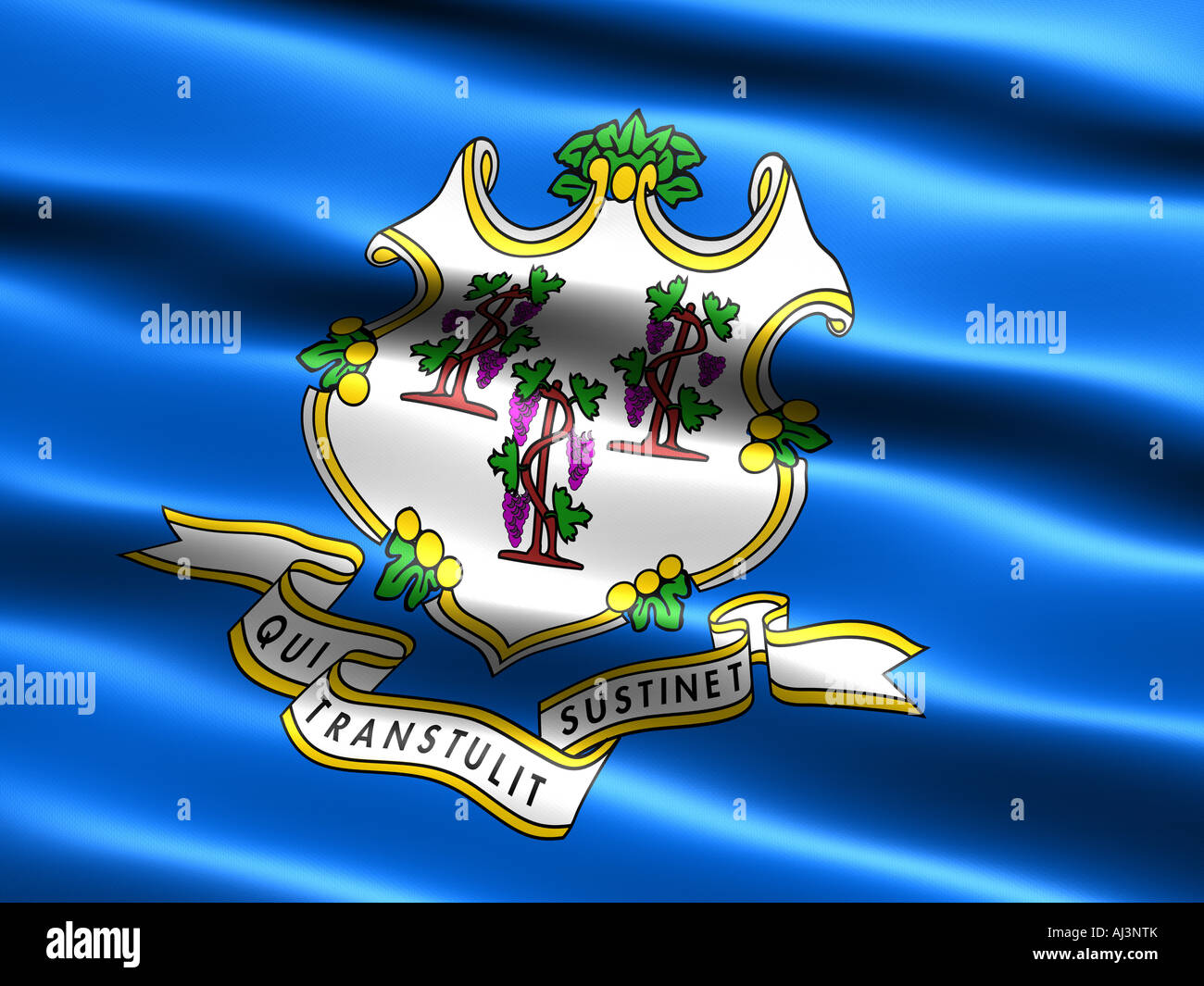 Computer generated illustration of the flag of the state of Connecticut ...