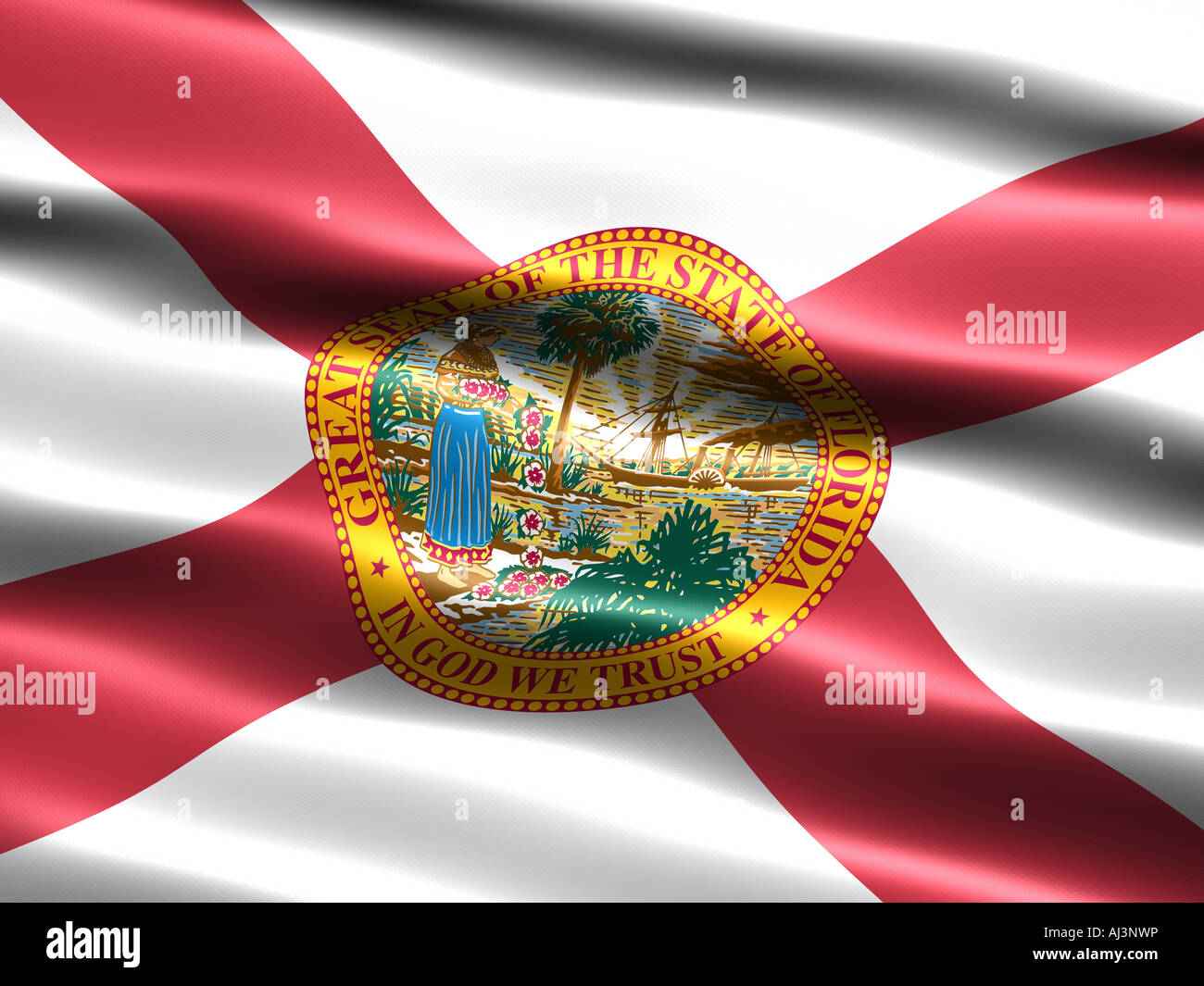Computer generated illustration of the flag of the state of Florida ...