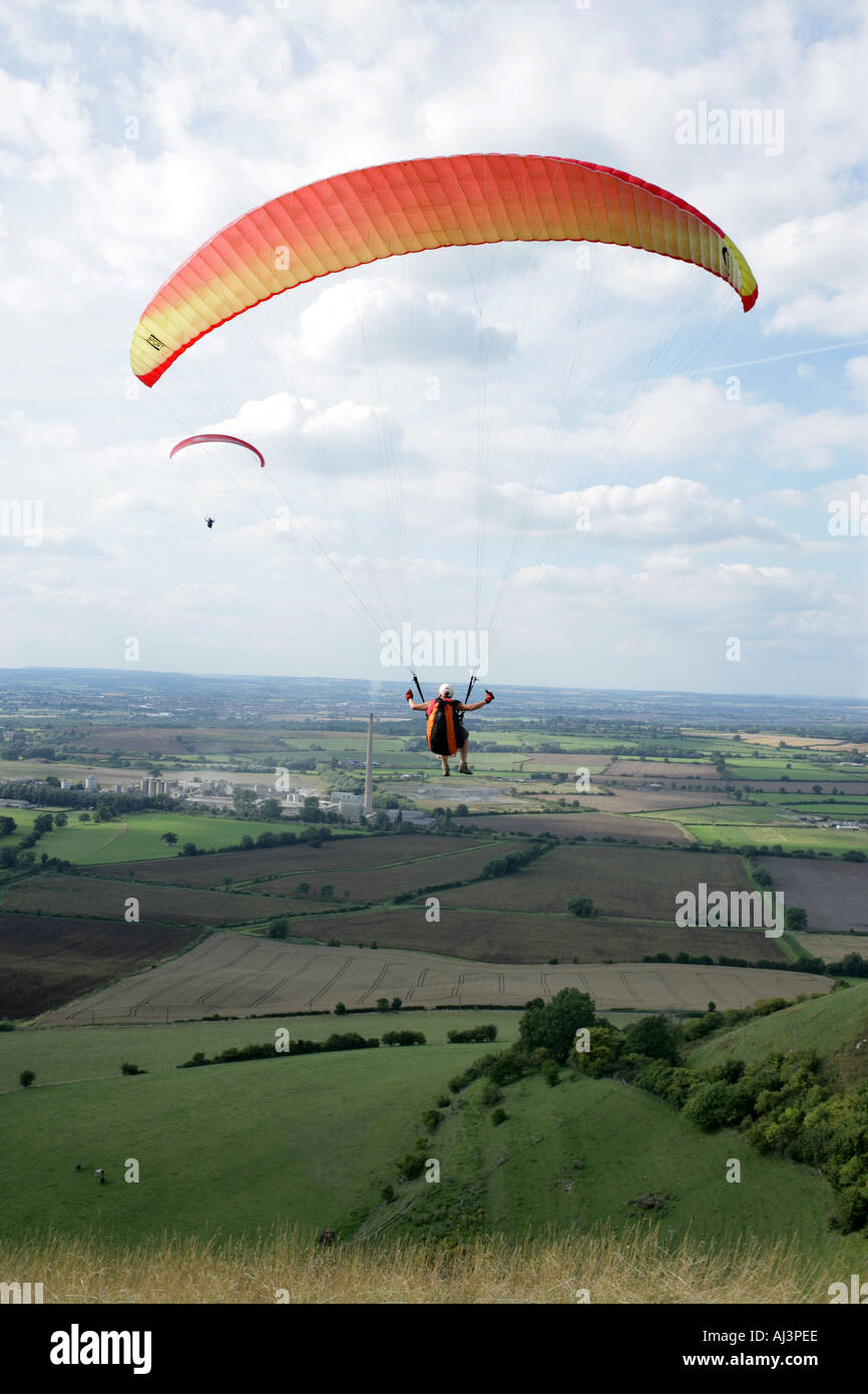 Paraglider at Westbury White Horse Wiltshire Stock Photo - Alamy
