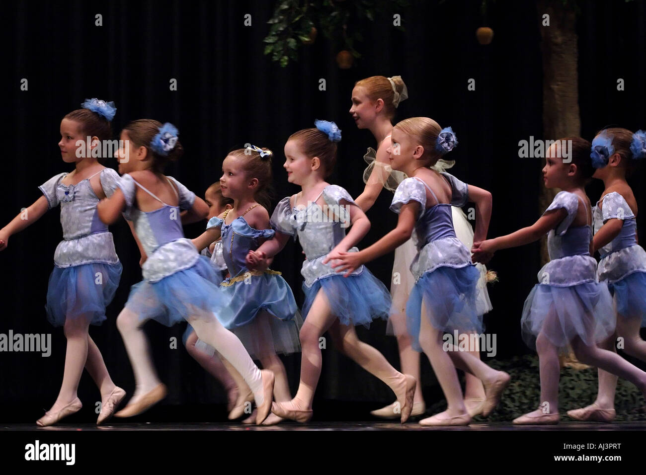 Young girls exit stage after completing their ballet performance Stock ...