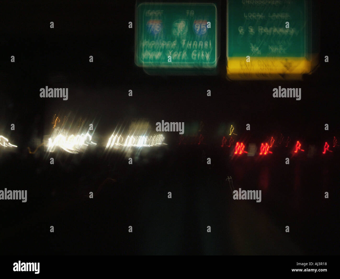 highway signs at night Stock Photo - Alamy