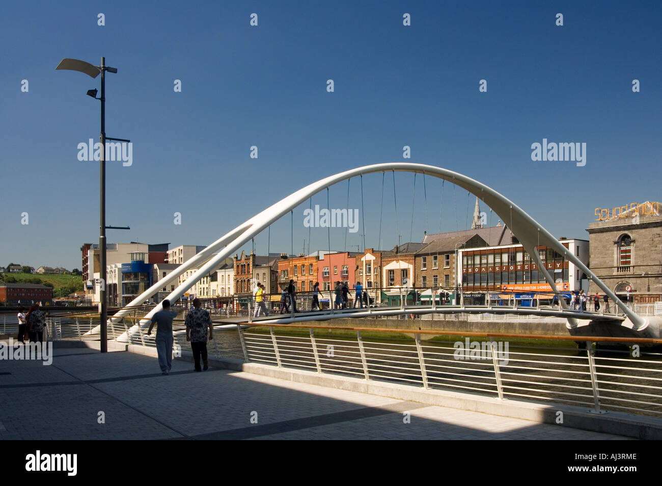The new pedestrian bridge over the Boyne river at Drogheda, linking the ...