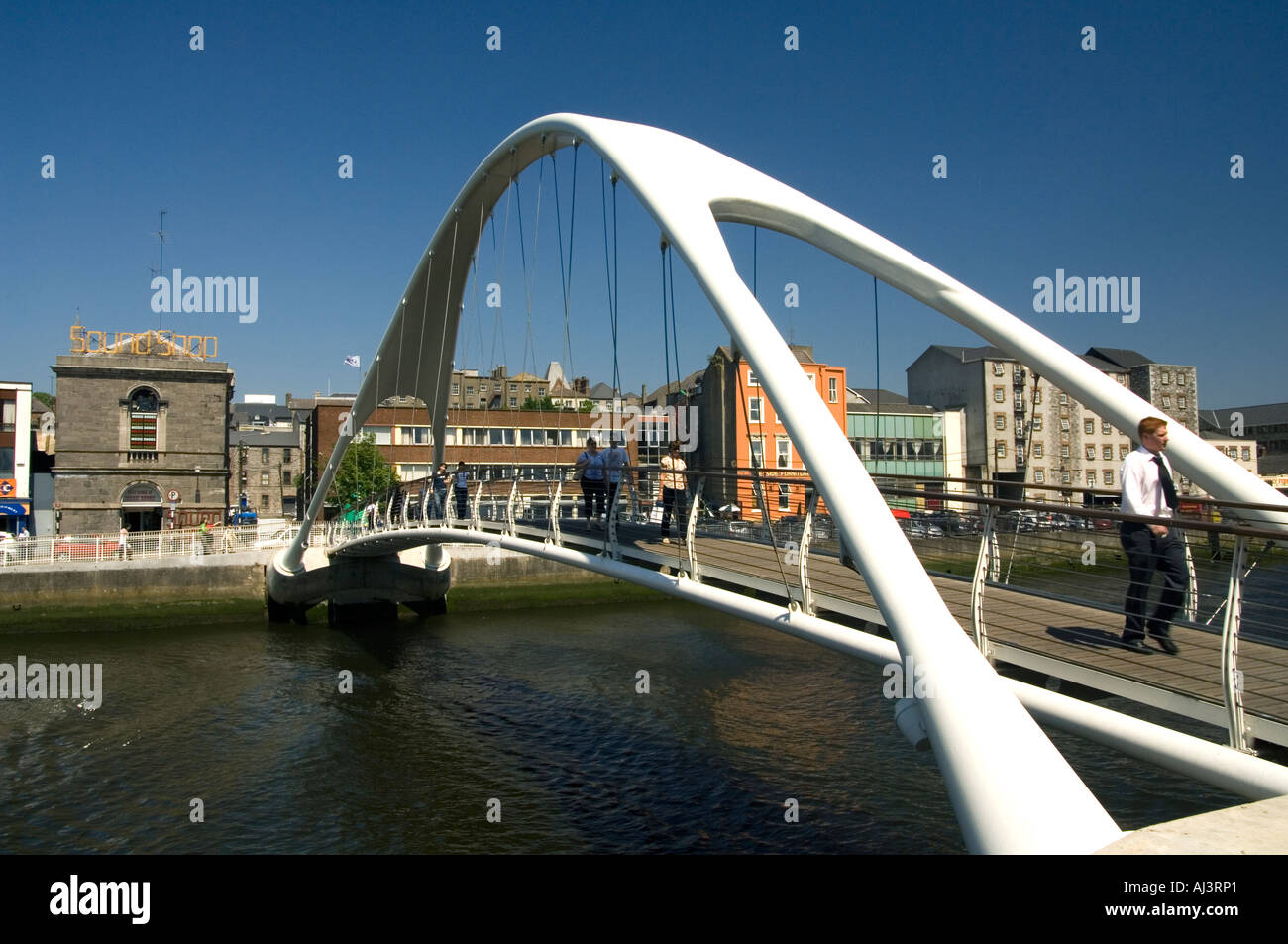The new pedestrian bridge over the Boyne river at Drogheda, linking the ...