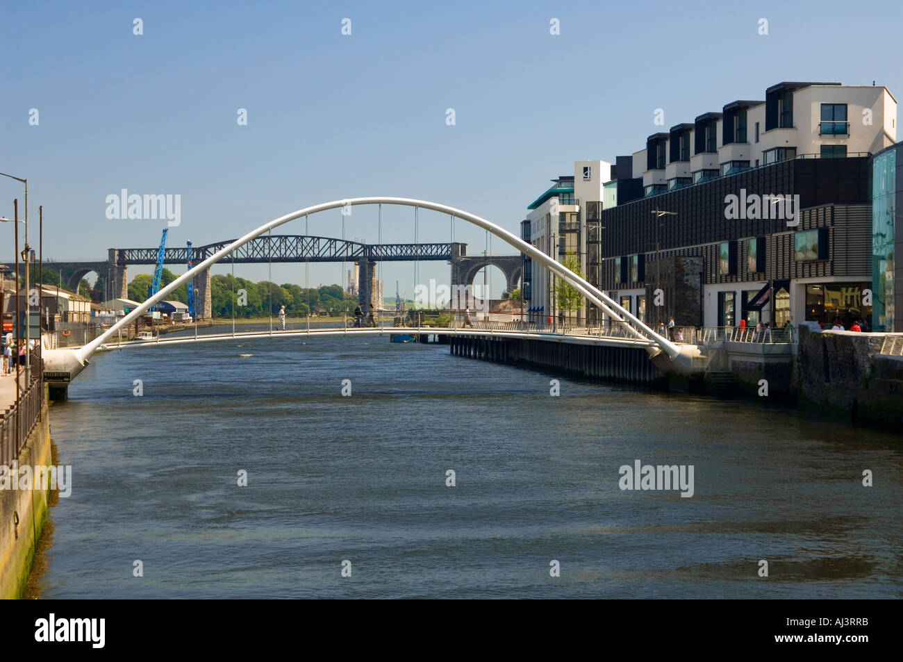 The new pedestrian bridge over the Boyne river at Drogheda, linking the ...