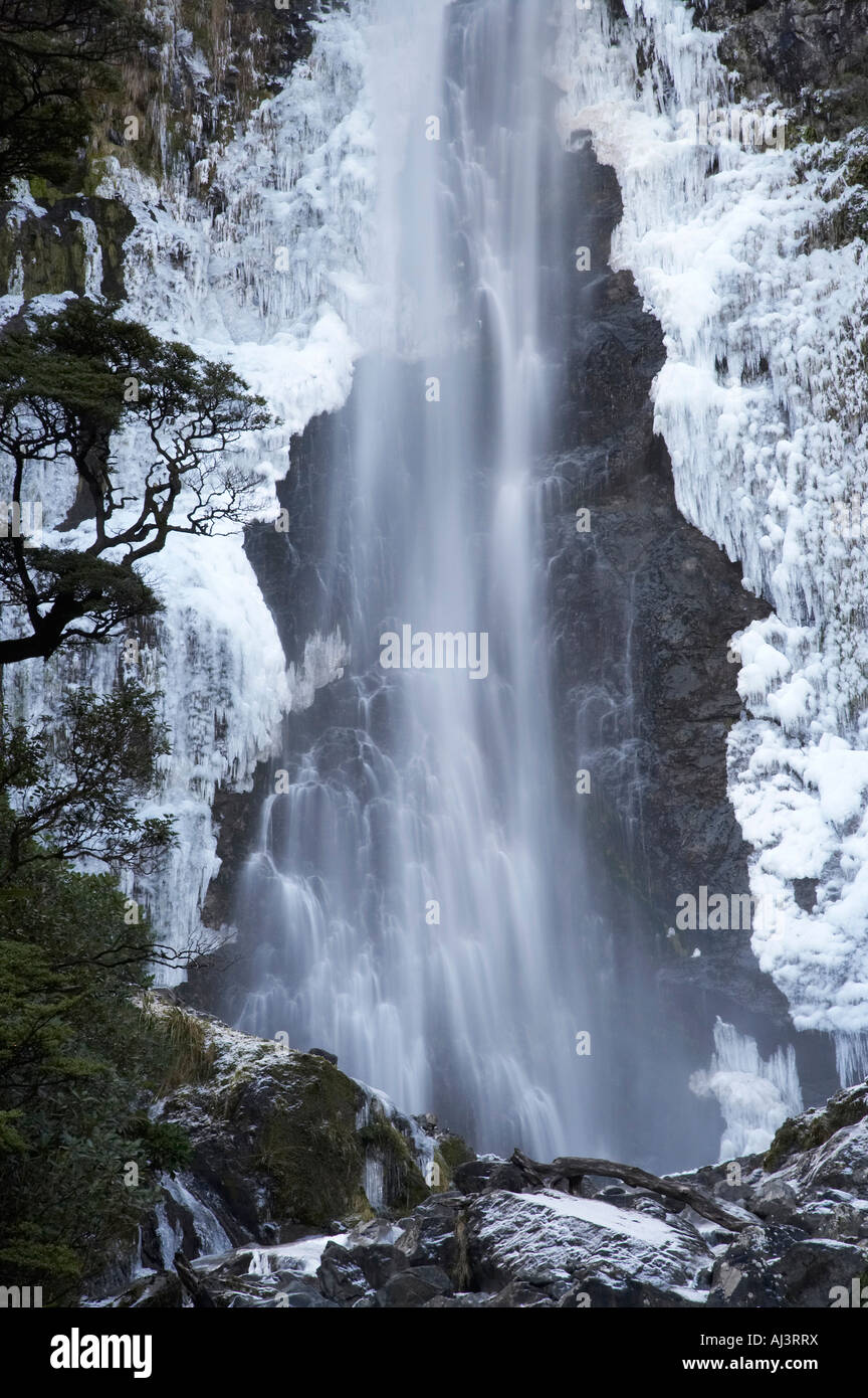 Devils Punchbowl Falls Frozen in Winter Arthur s Pass Canterbury South ...