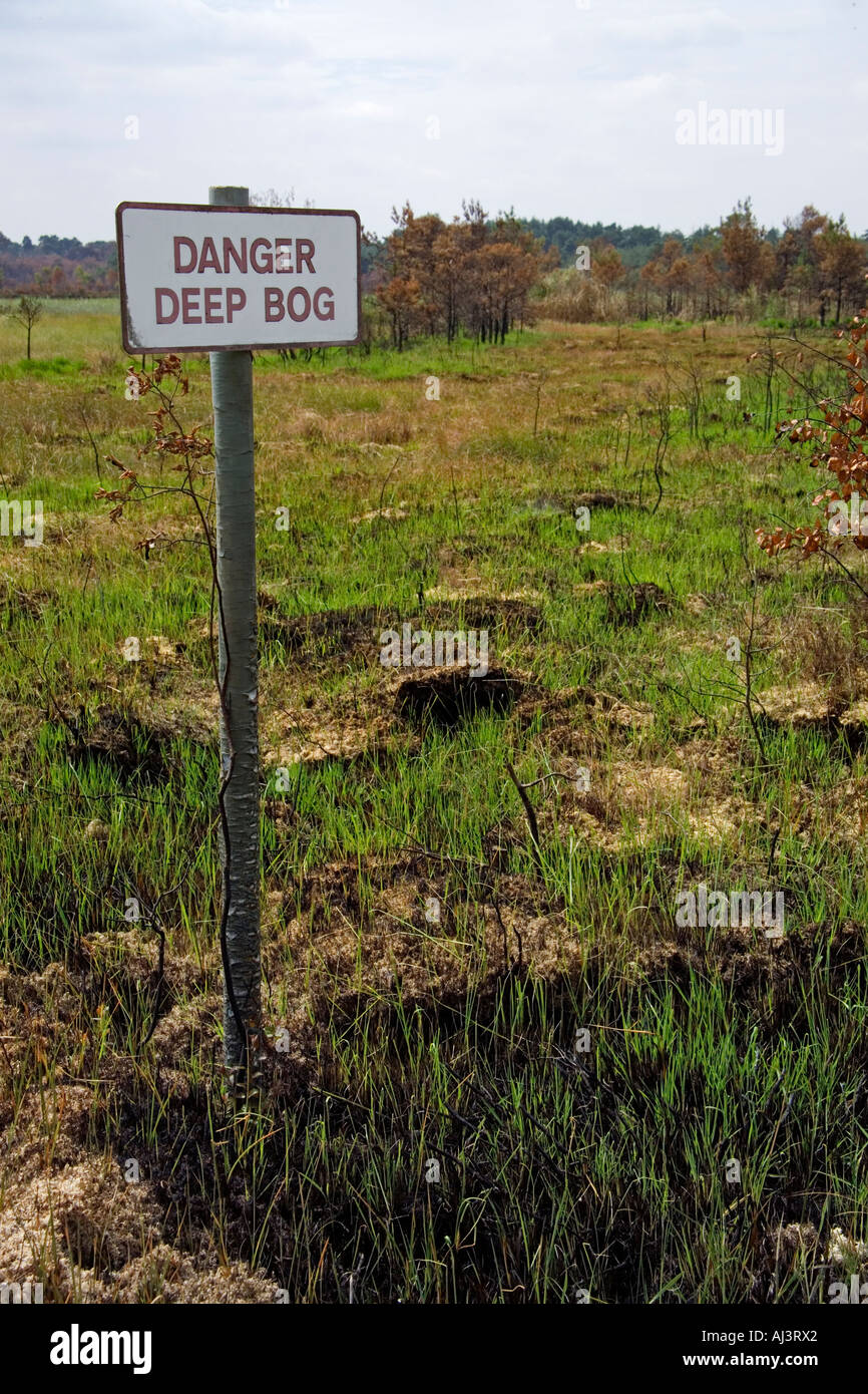 Danger sign - deep bog Stock Photo - Alamy