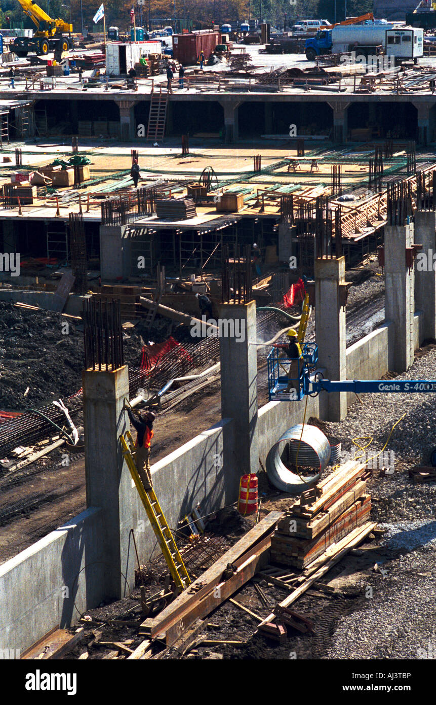 Workers on the job at the construction site of Chicago's Millennium ...