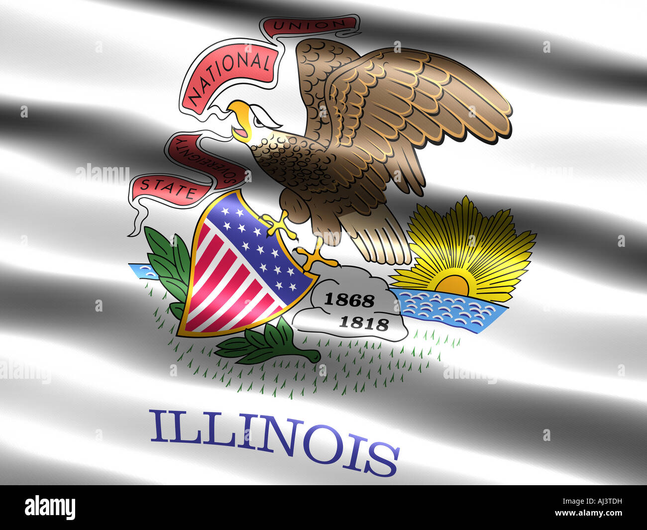 Computer generated illustration of the flag of the state of Illinois ...