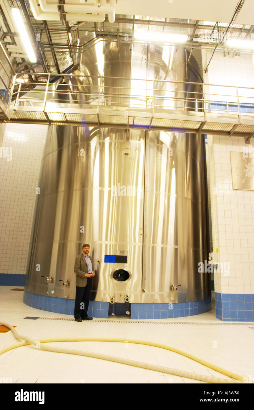 In the winery: One gigantic shining stainless steel vat used for ...
