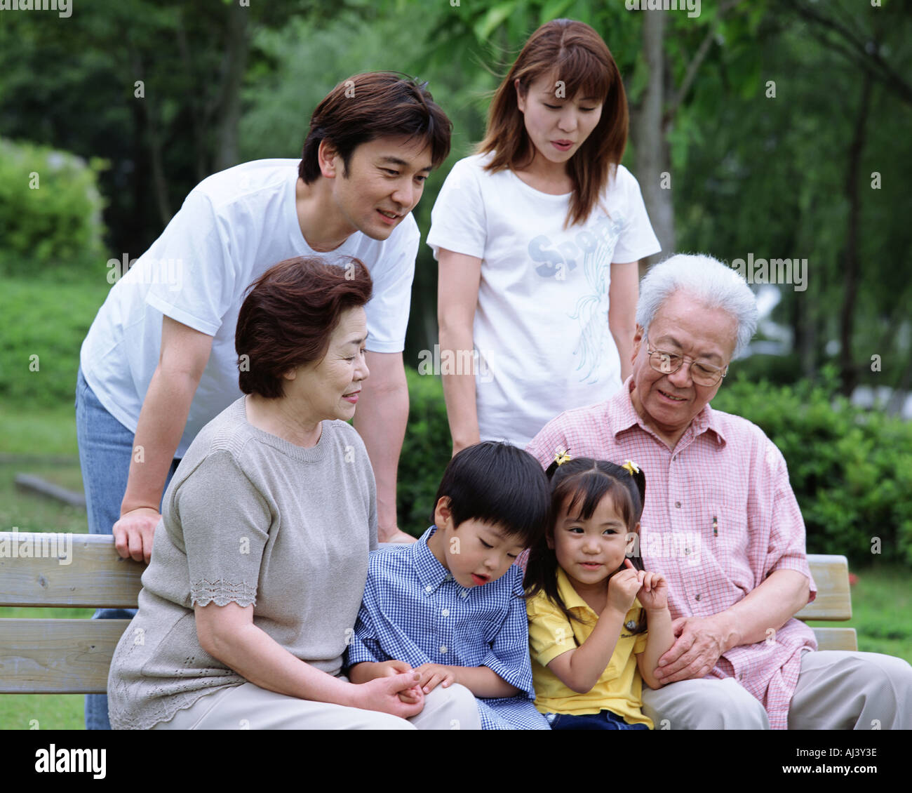 Portrait of three generational family Stock Photo - Alamy