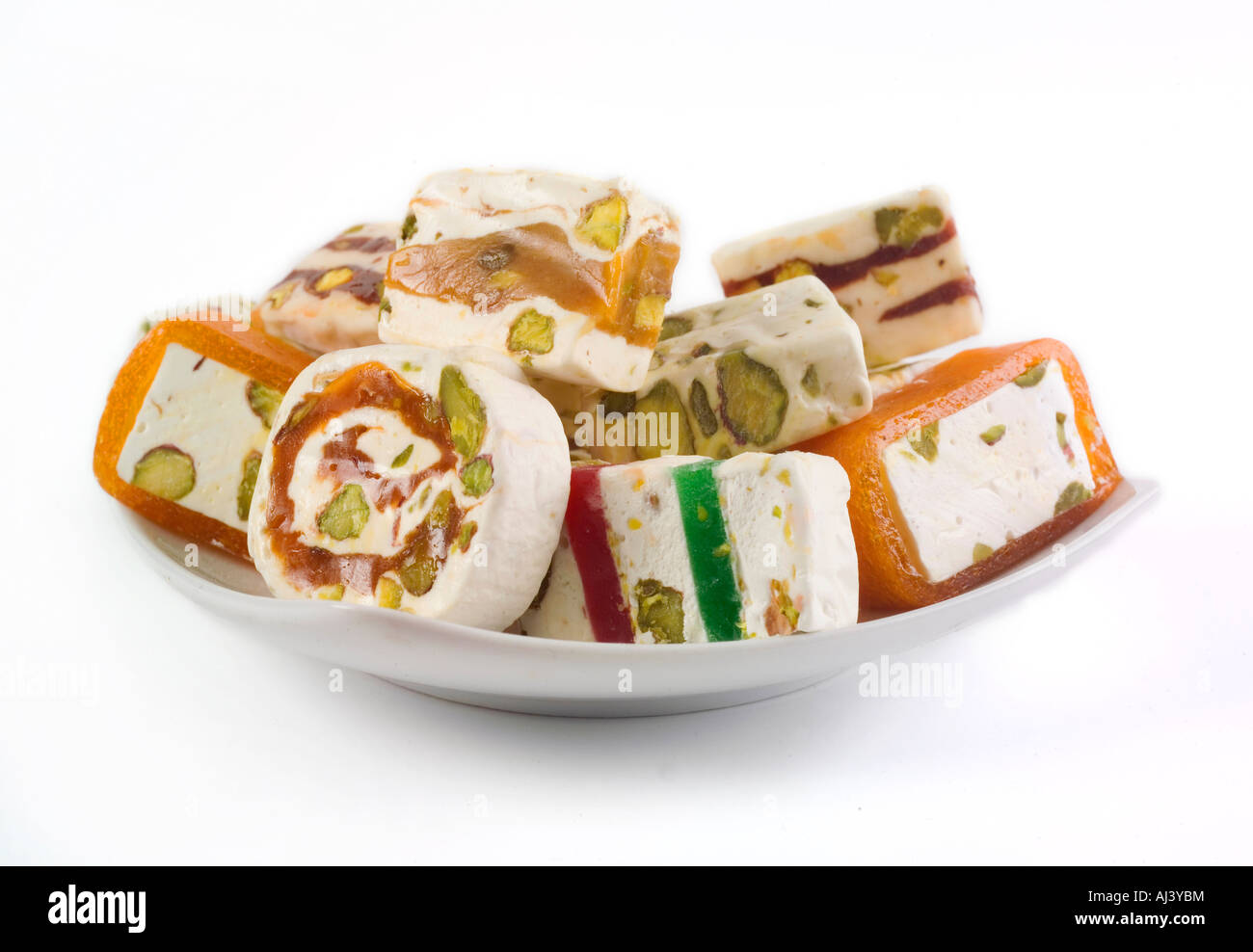 lebanese nougat on a white plate middle eastern delicacy Stock Photo ...