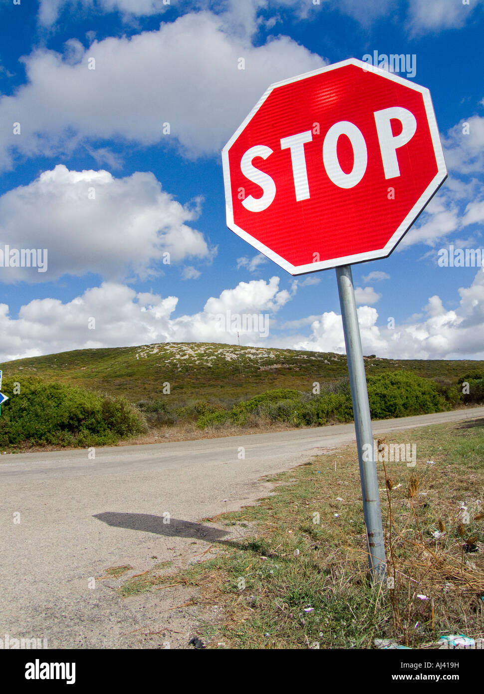RED warning Stop sign Stock Photo - Alamy