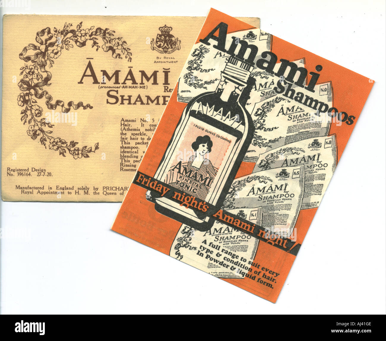 Hair shampoo packet and advice leaflet 1920 Stock Photo - Alamy
