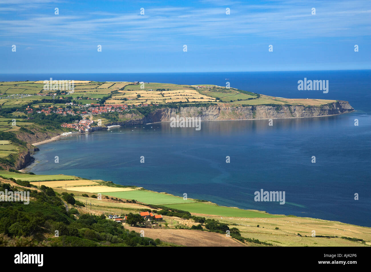 Robin Hoods Bay from Ravenscar North Yorkshire Coast Stock Photo - Alamy