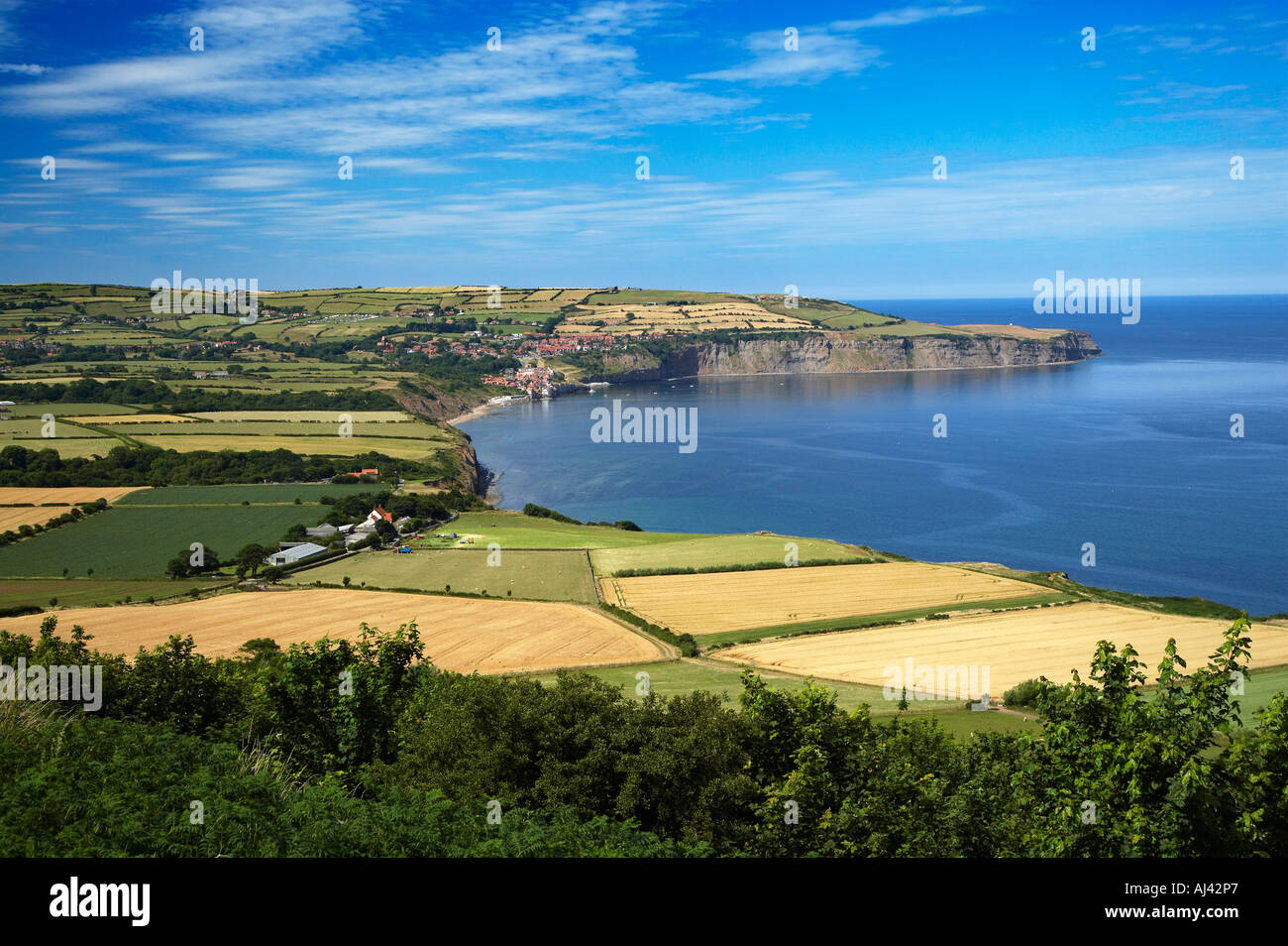 Robin Hoods Bay from Ravenscar North Yorkshire Coast Stock Photo - Alamy