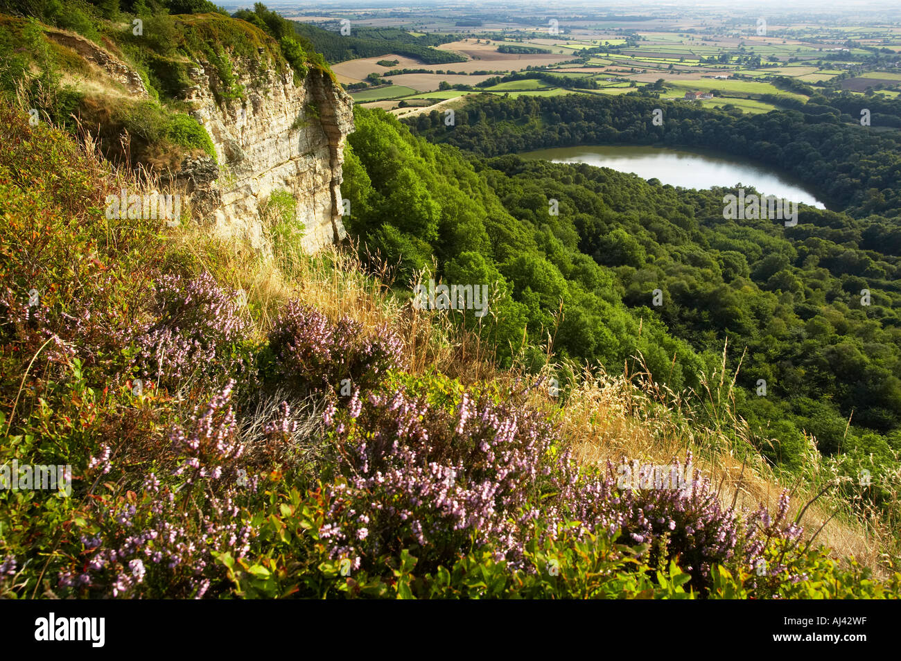 Lake Gormire and whitestone cliff Sutton Bank North Yorkshire Moors ...