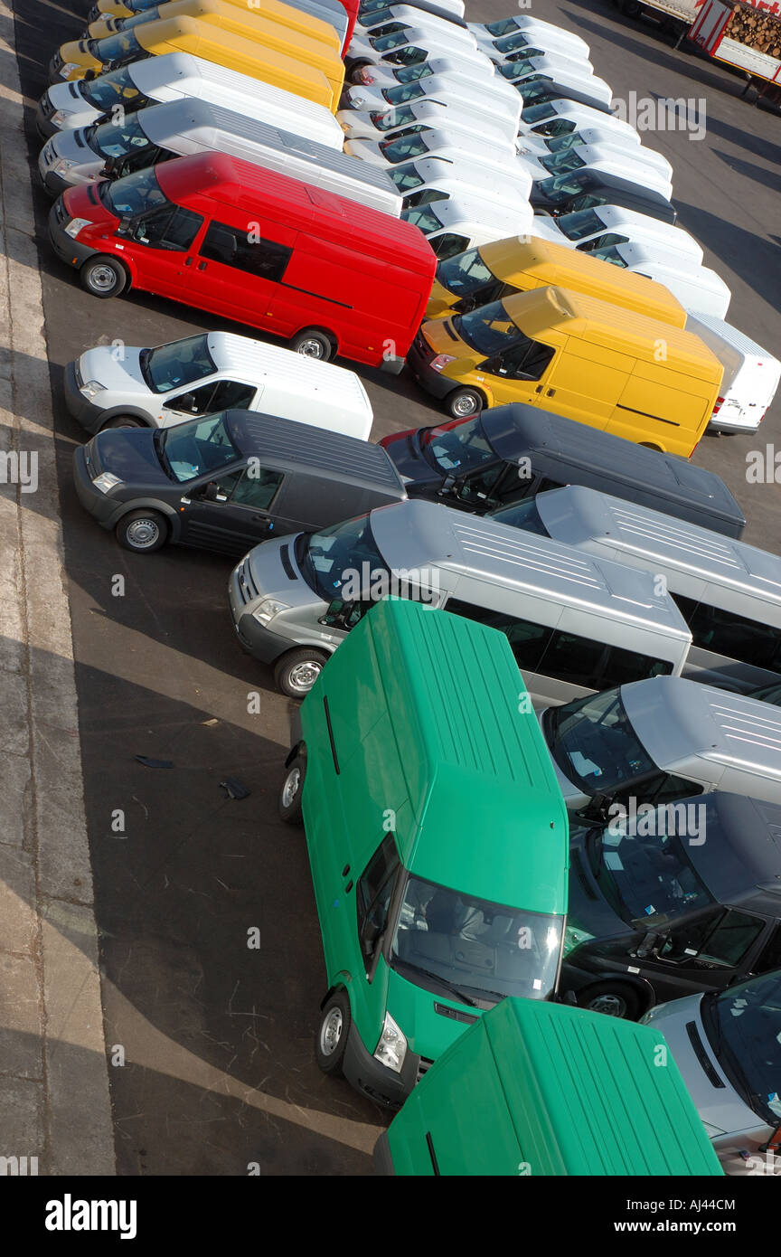 Colourful vans lined up in Salerno docks, Italy Stock Photo - Alamy