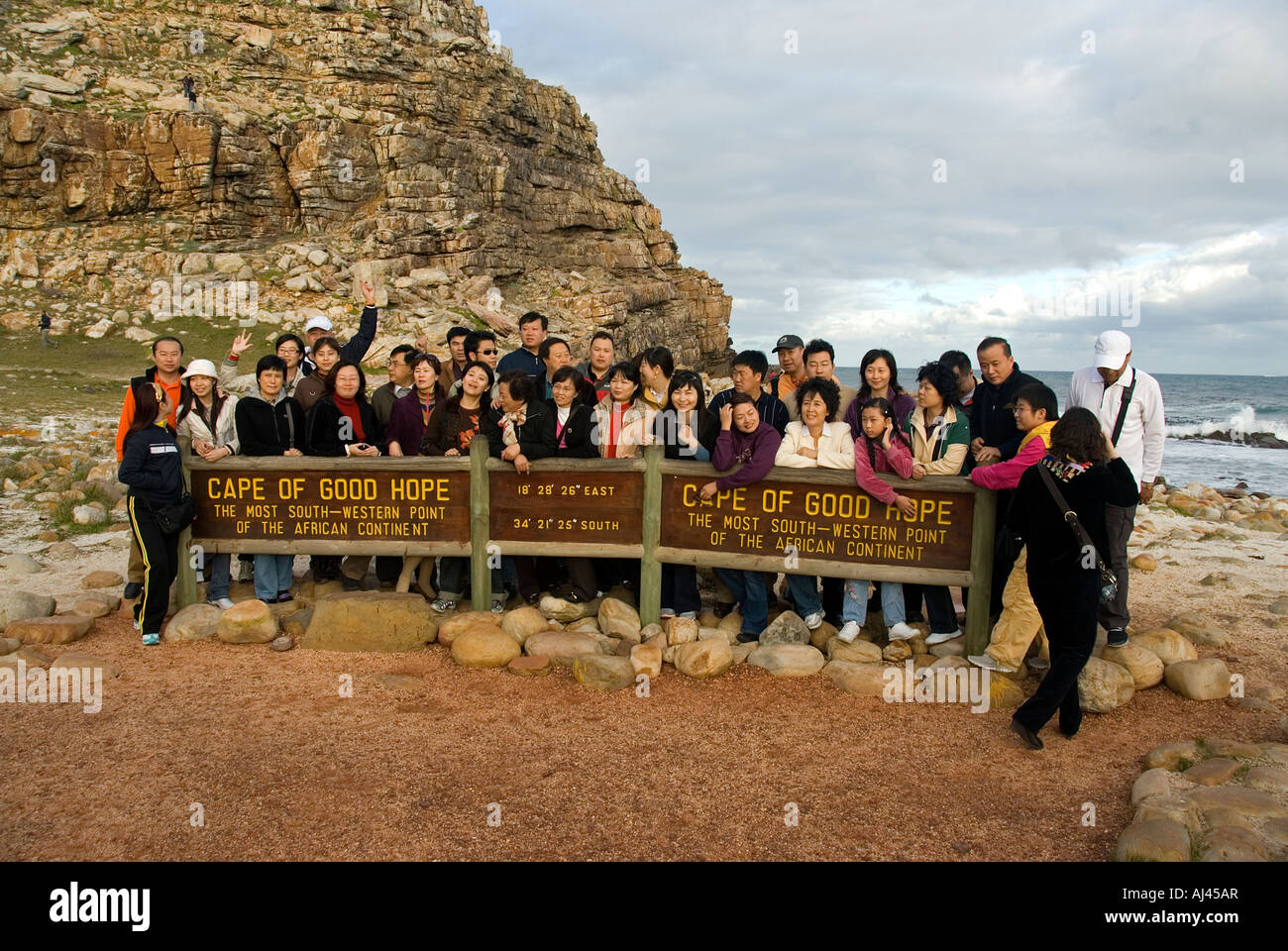 Tourists at Cape of Good Hope sign South Africa Stock Photo - Alamy