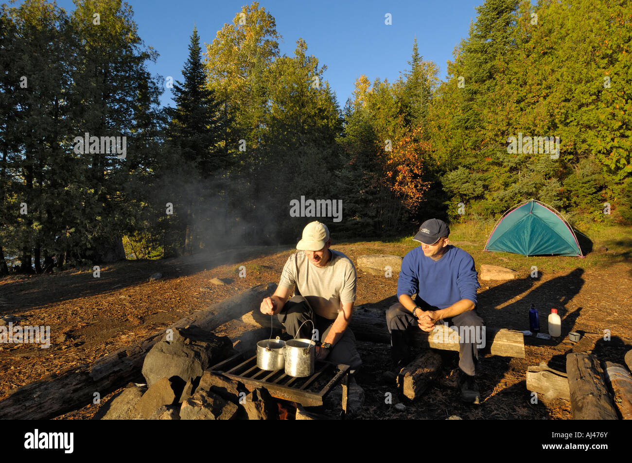 Cooking on the campfire campsite at Cherokee Lake Boundary Waters Canoe ...