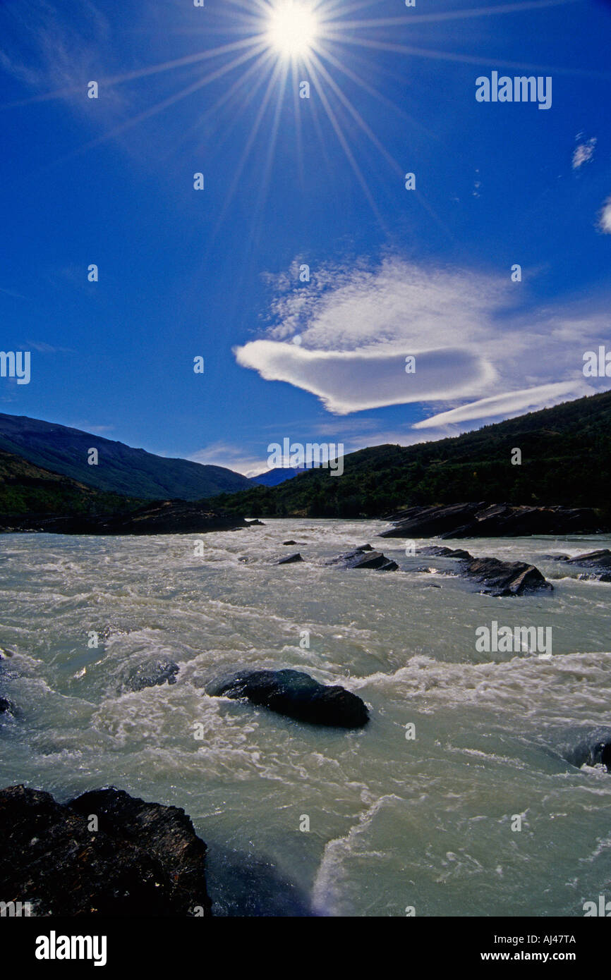 Paine River, Torres del Paine National Park, Patagonia Chile Stock ...