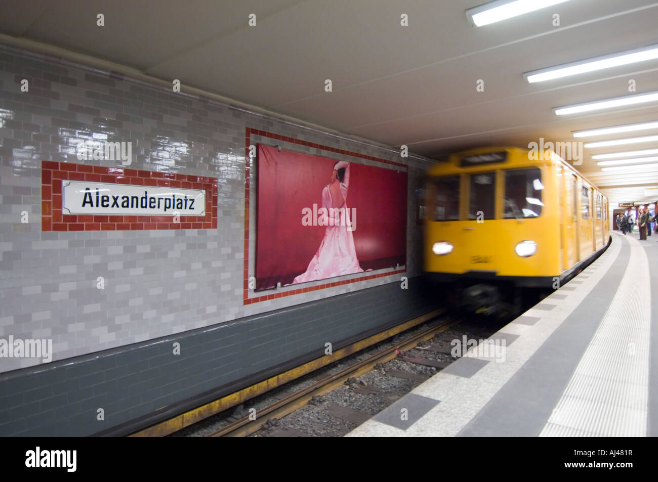 Slow shutter speed for motion blur of a U-Bahn train coming into ...