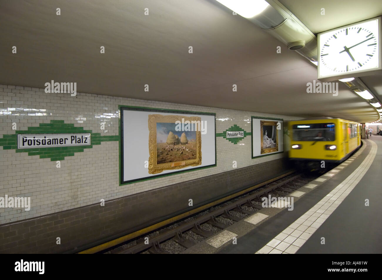 Slow shutter speed for motion blur of a U-Bahn train coming into ...