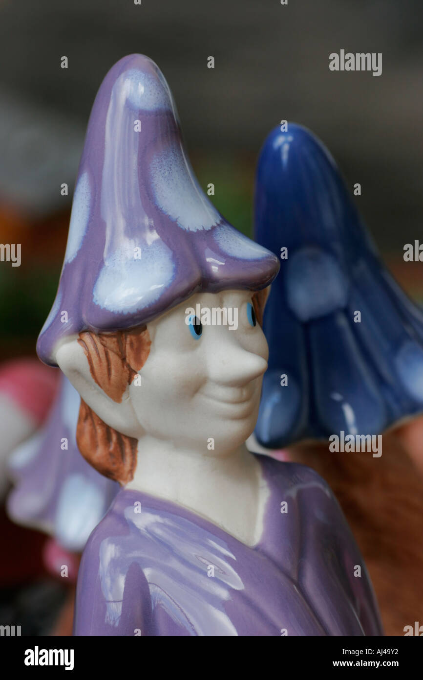 Ceramic elf figurine with toadstool hat Stock Photo - Alamy