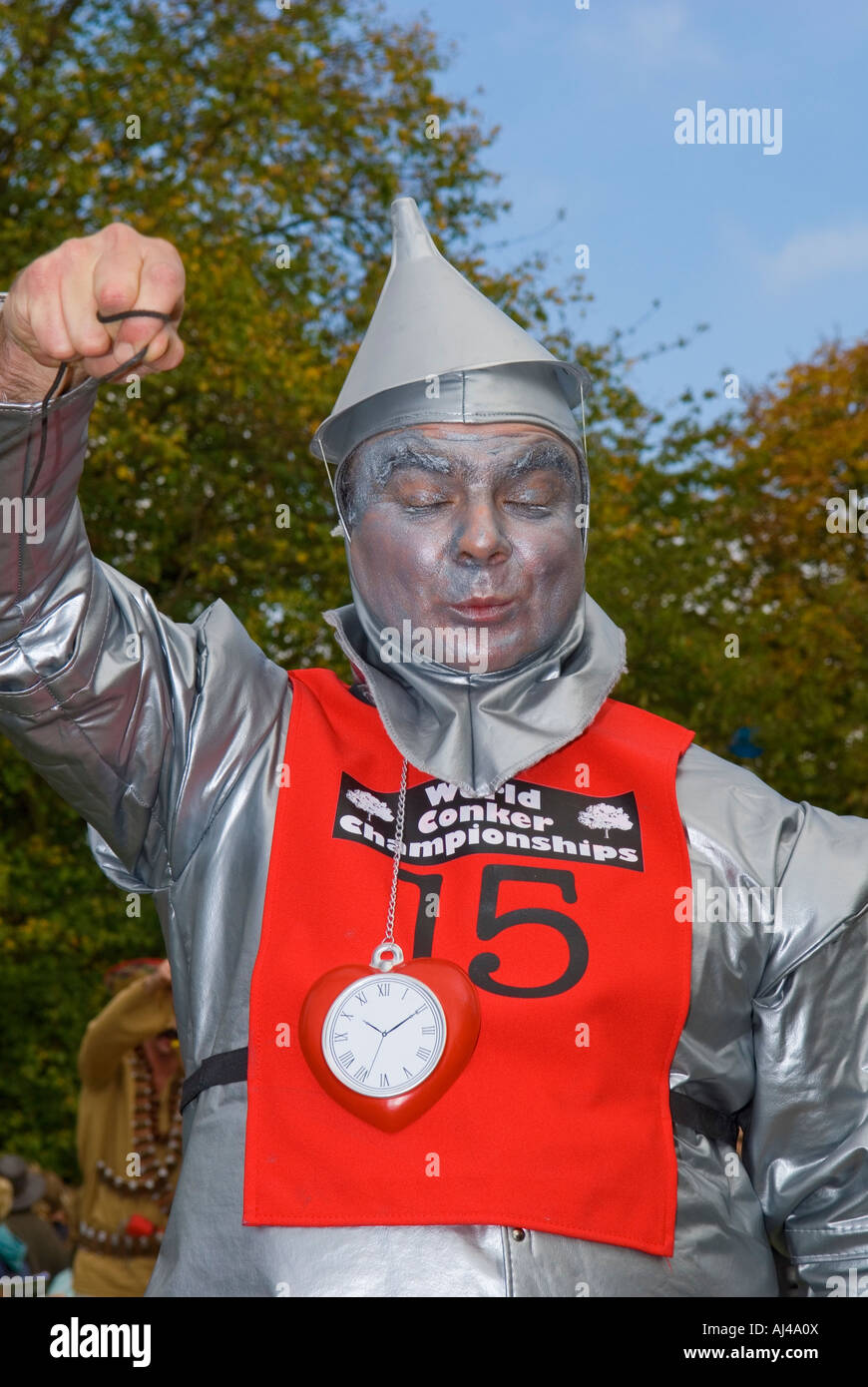 Man dressed as The Tin Man at the World Conker Championships Stock ...