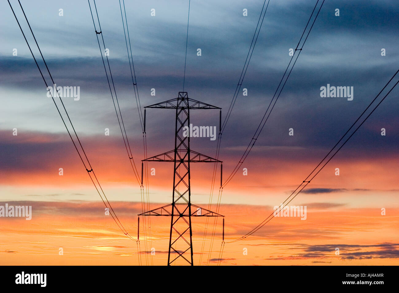 Pylon at sunset England UK Stock Photo - Alamy
