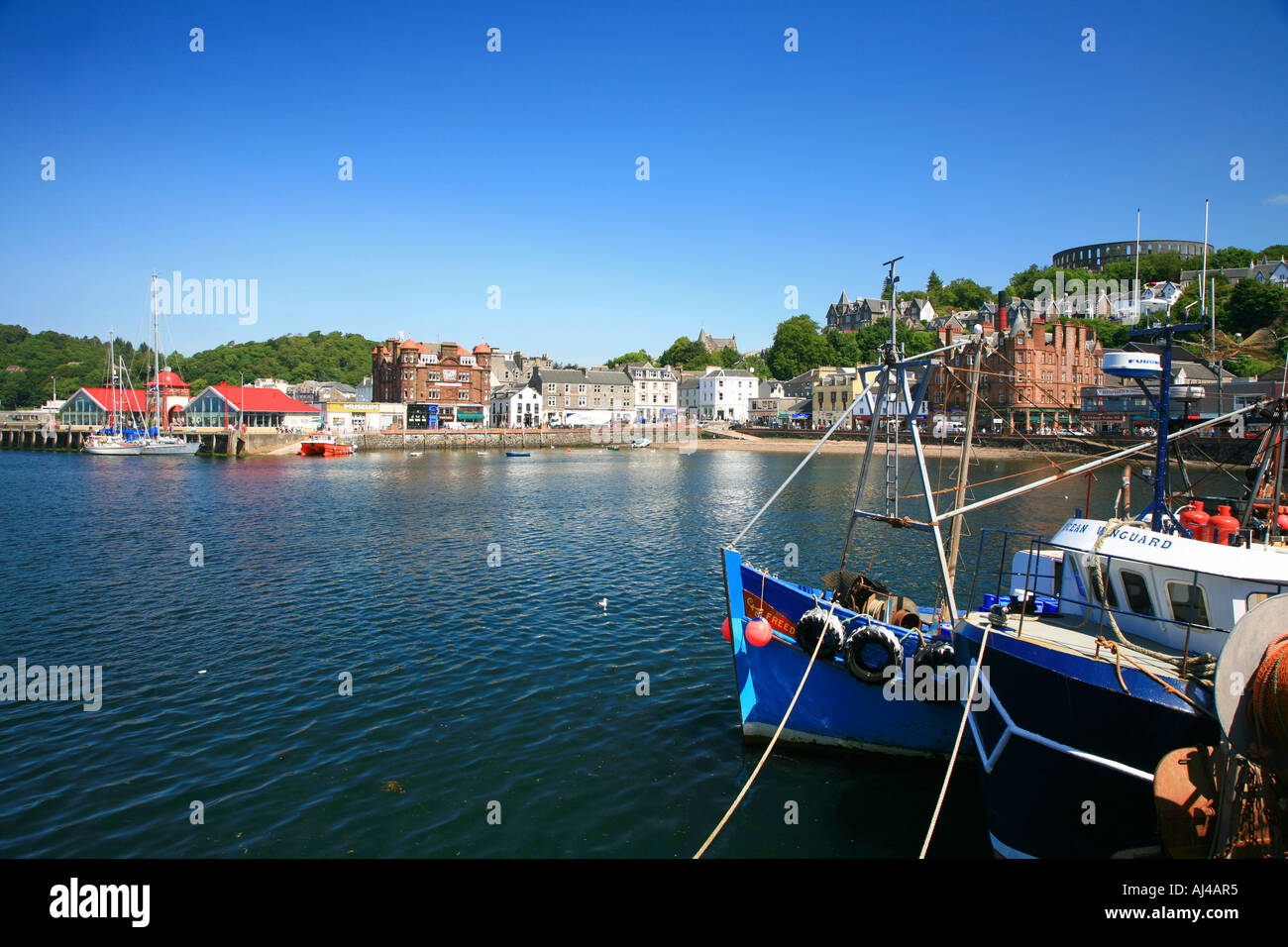 UK Scotland Argyll Strathclyde Oban Bay and town from the harbour with ...