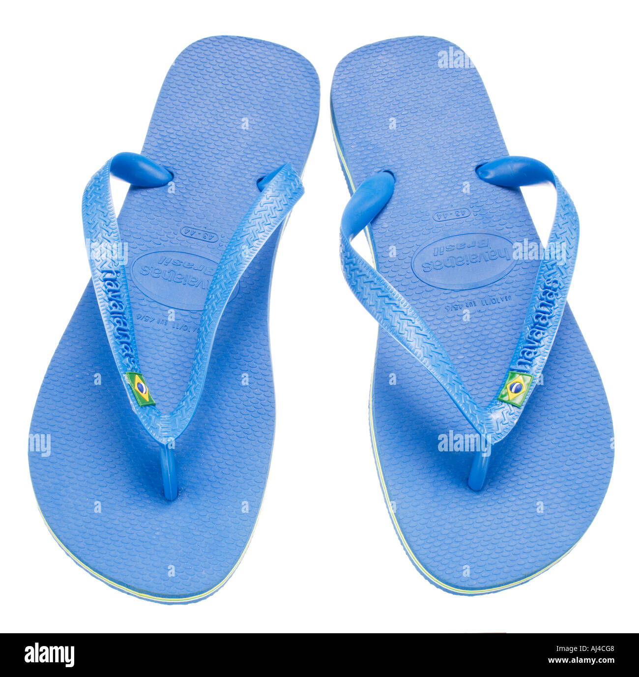 Blue plasic flip flops Stock Photo - Alamy