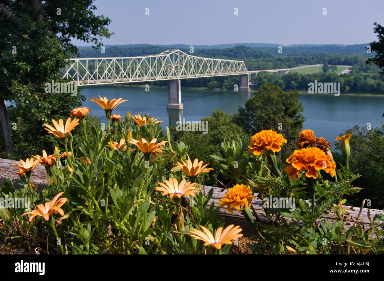 View of Ohio River Southern Indiana and Matthew E Welsh Bridge from ...