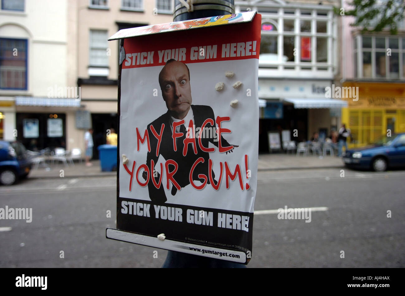 Chewing gum stuck to a My Face Your Gum board in Swansea Wales UK Stock ...