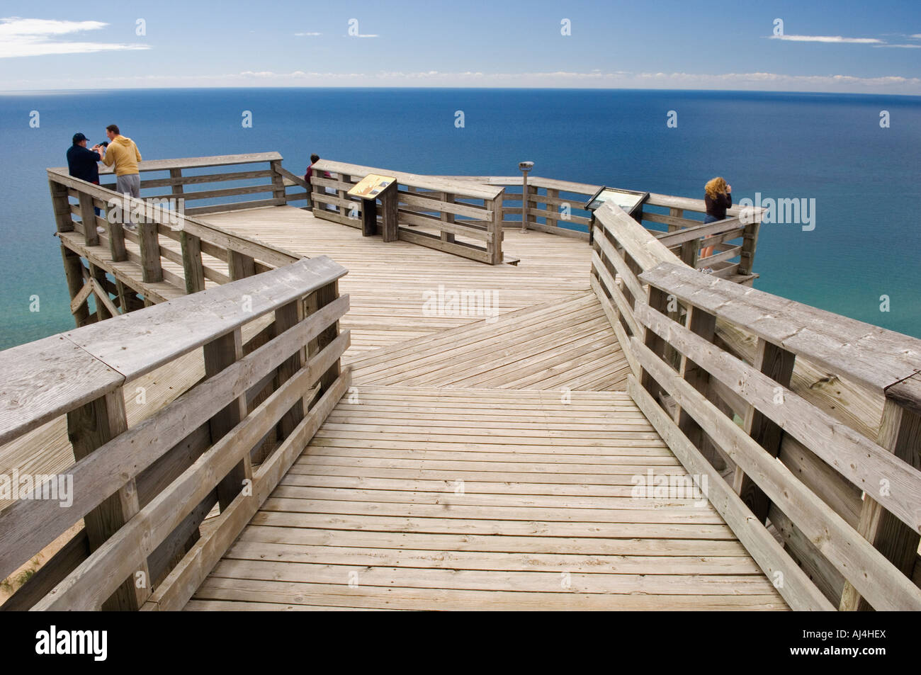 Visitors on Observation Deck Above Lake Michigan Sleeping Bear Dunes ...