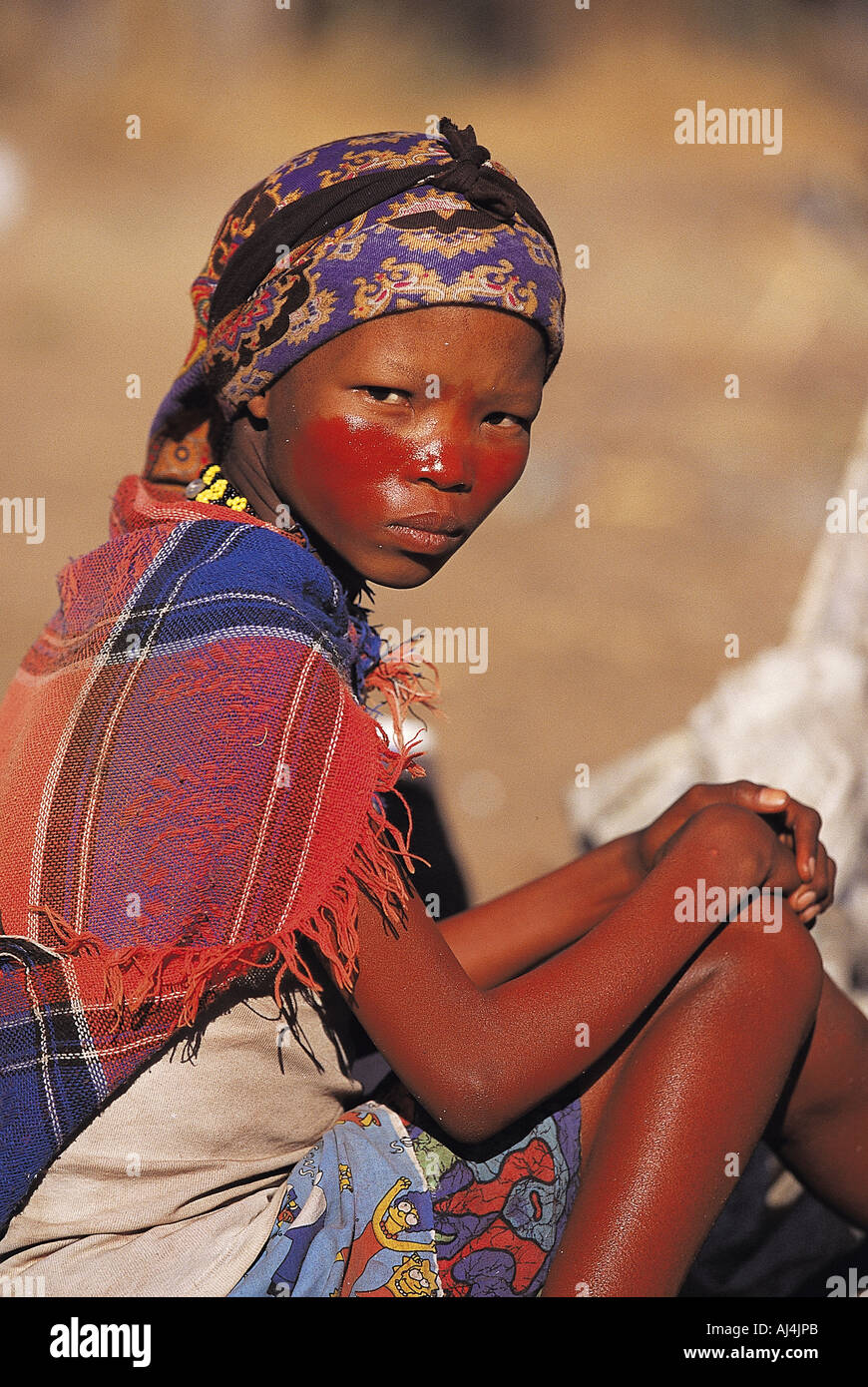 Kung Bushman girl, Kalahari Desert , Namibia Stock Photo - Alamy