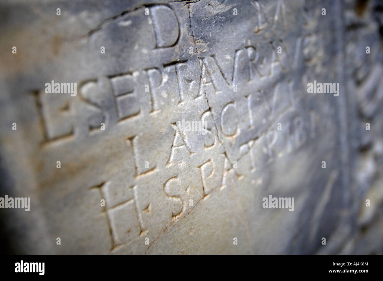 Detail Of Dedicatory Latin Inscription, Ancient Roman Port Of Ostia ...