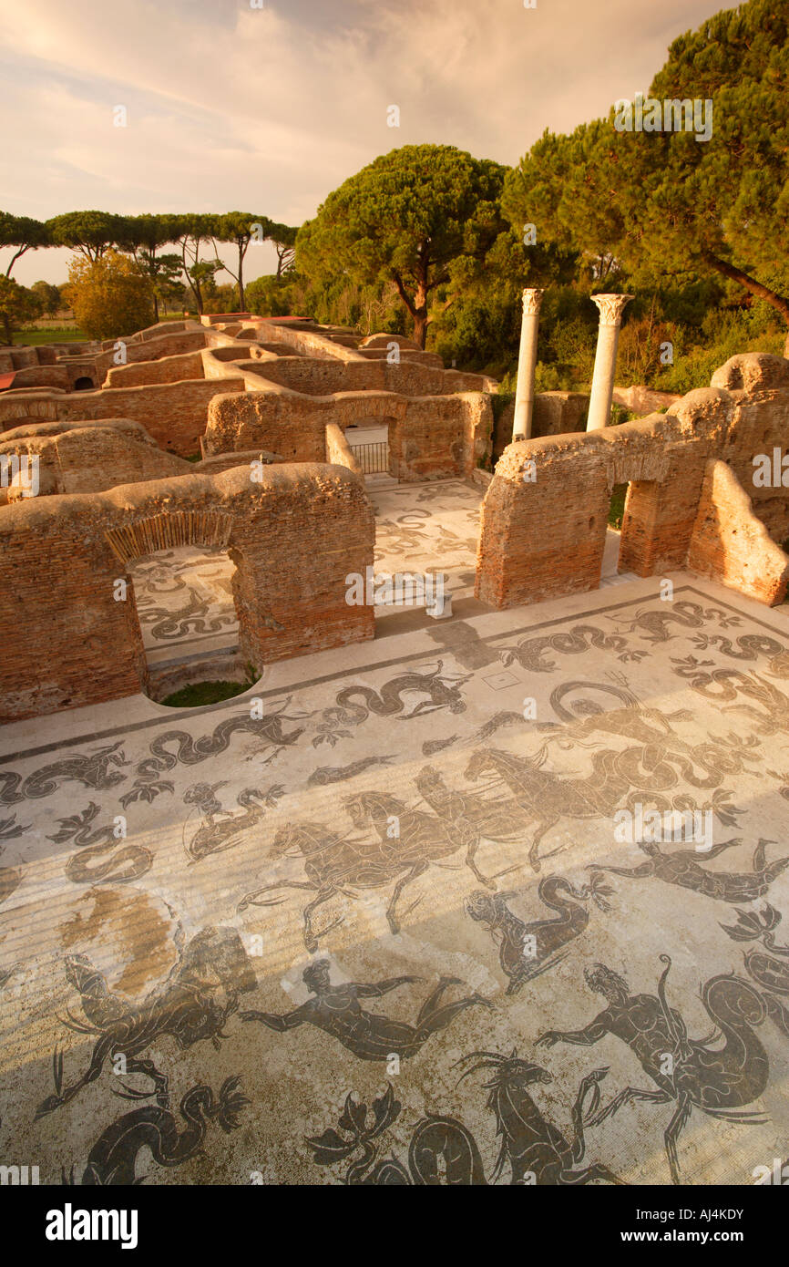 Baths Of Neptune In The Ancient Roman Town Of Ostia, Italy Stock Photo ...