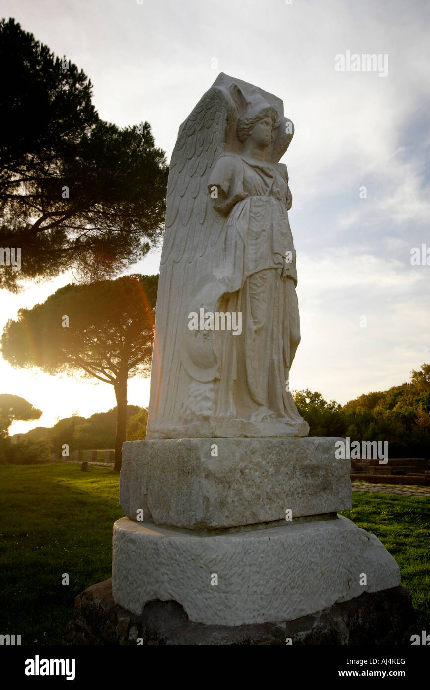 Statue Of Roman Goddess With Wings, Ostia Antica, Italy Stock Photo - Alamy